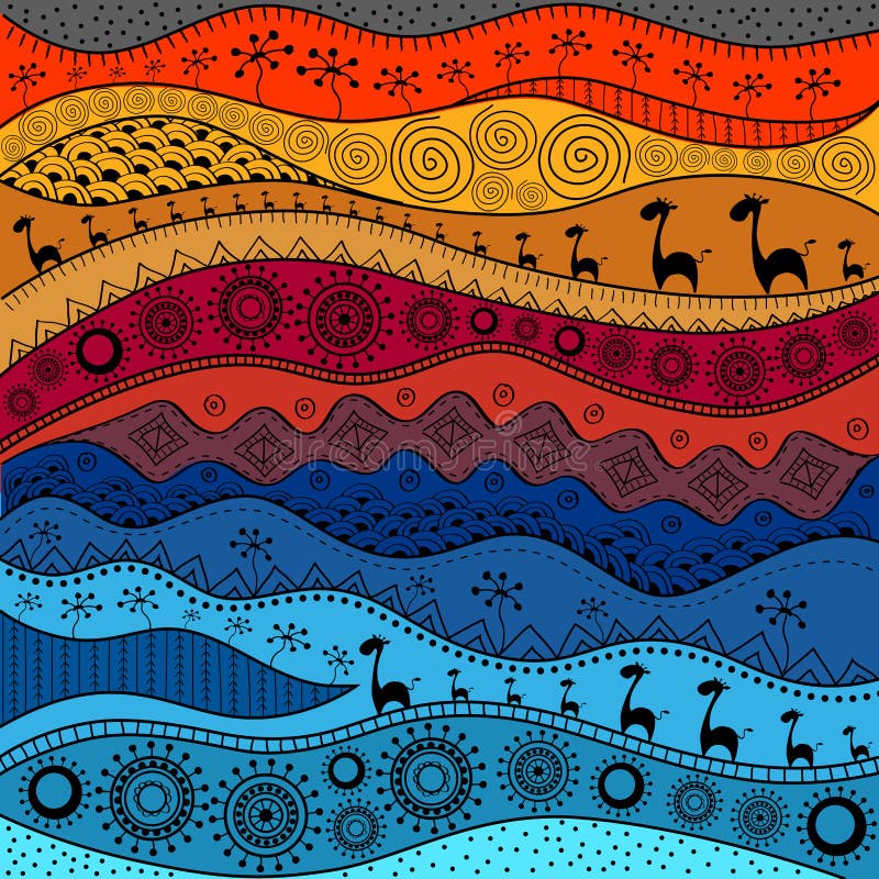African Hand-drawn Ethno Pattern, Tribal Background. it Can Be Used for ...