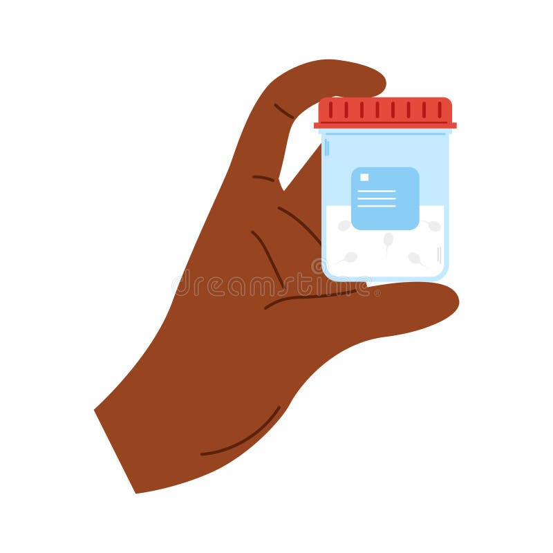 African Hand Holds Semen Test Analysis in Plastic Container in Fingers ...
