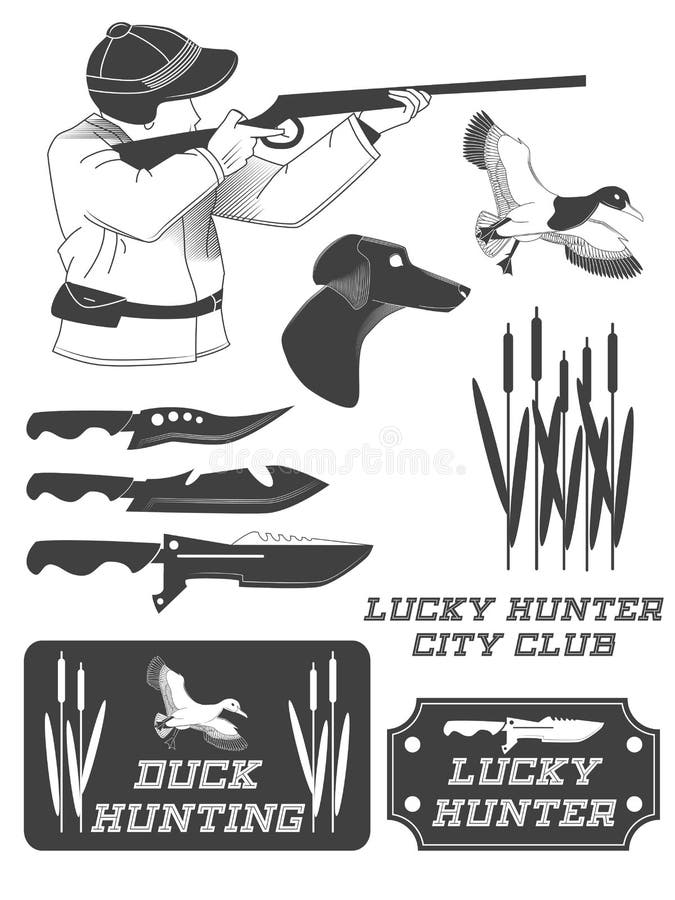 African Hunter Safari Labels, Emblems and Design Elements. Vector Stock ...