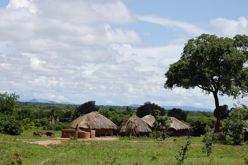 African Huts - Zambia stock photo. Image of savanna, village - 90068870