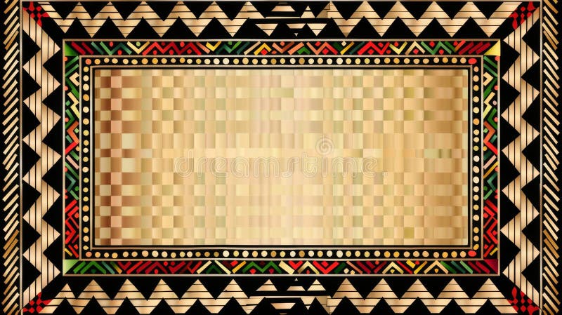 African-Inspired Geometric Pattern Border on Textured Background Stock ...