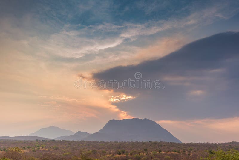 African Landscape in Lubango, Angola with Mountains and Dramatic Stock ...
