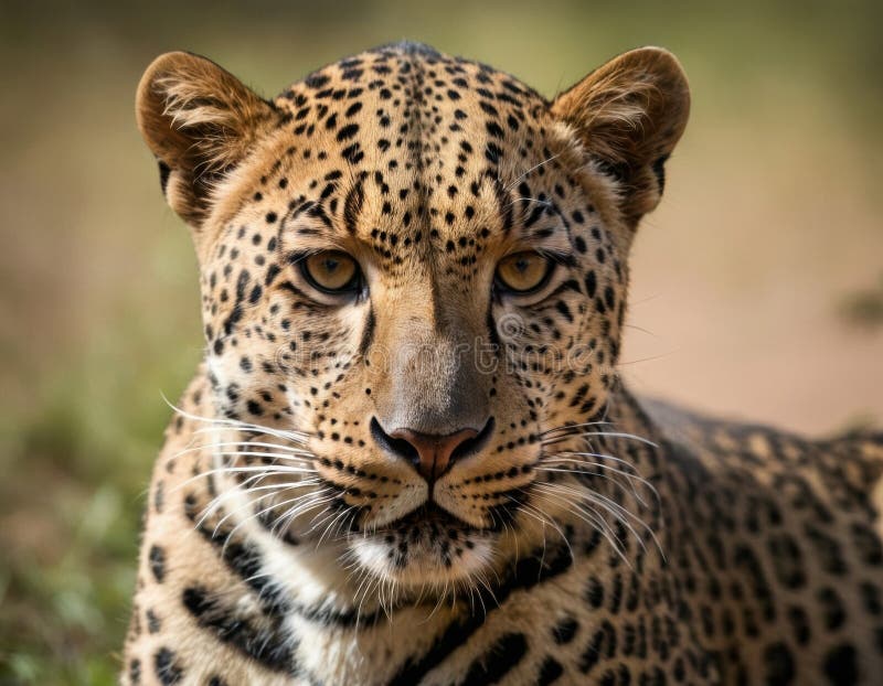 African Leopard Looking at the Camera. Stock Illustration ...