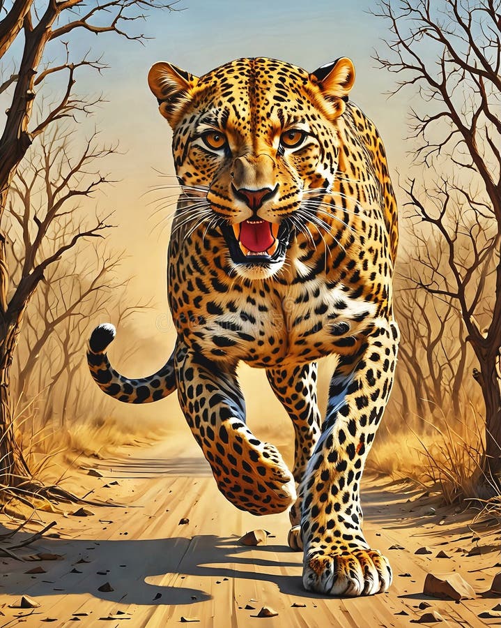 Stalking Leopard Stock Illustrations – 507 Stalking Leopard Stock ...