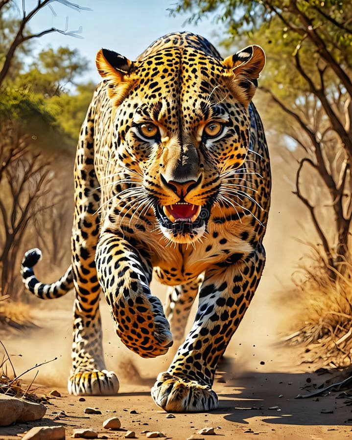 Stalking Leopard Stock Illustrations – 471 Stalking Leopard Stock ...