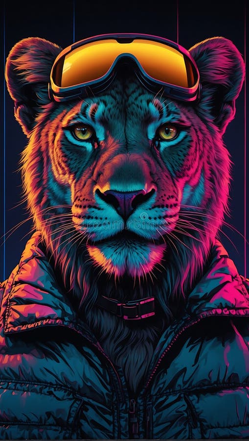 African Lioness with Bionic Mane Augmented. AI-Generated Stock ...