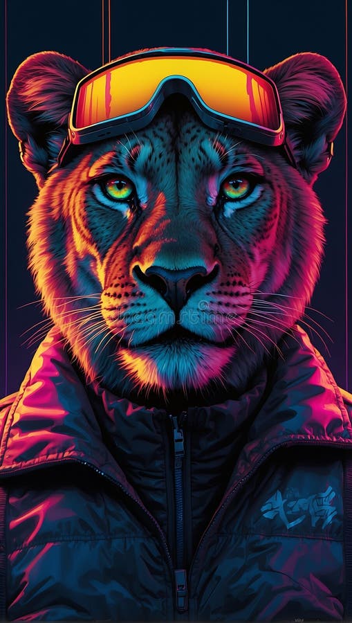 African Lioness with Bionic Mane Augmented. AI-Generated Stock ...