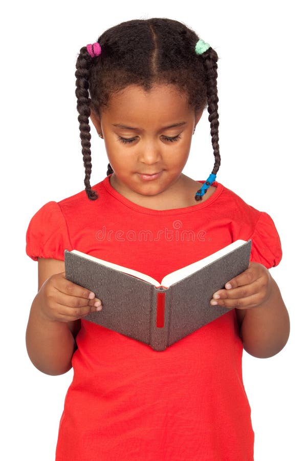 African Little Girl Reading a Book Stock Photo - Image of education ...