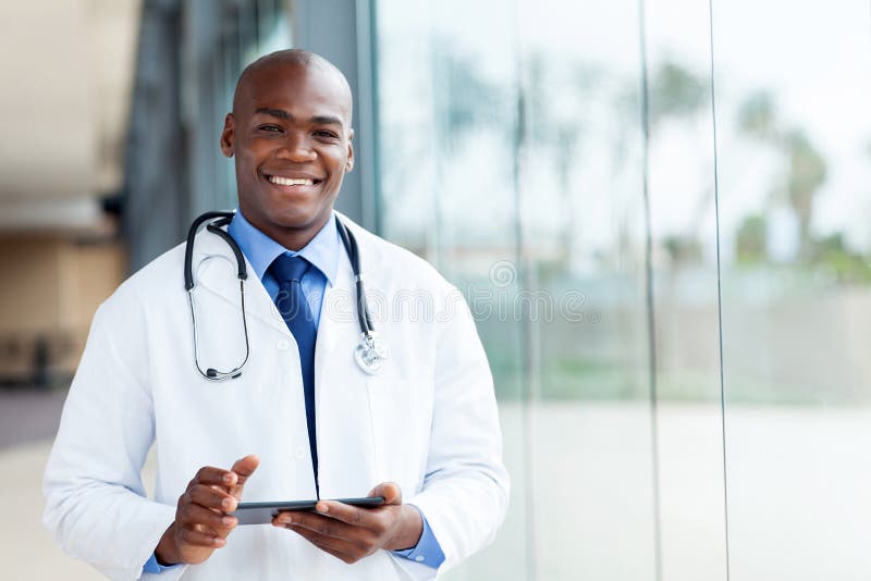 Portrait of African American Doctor Stock Image - Image of friendly ...