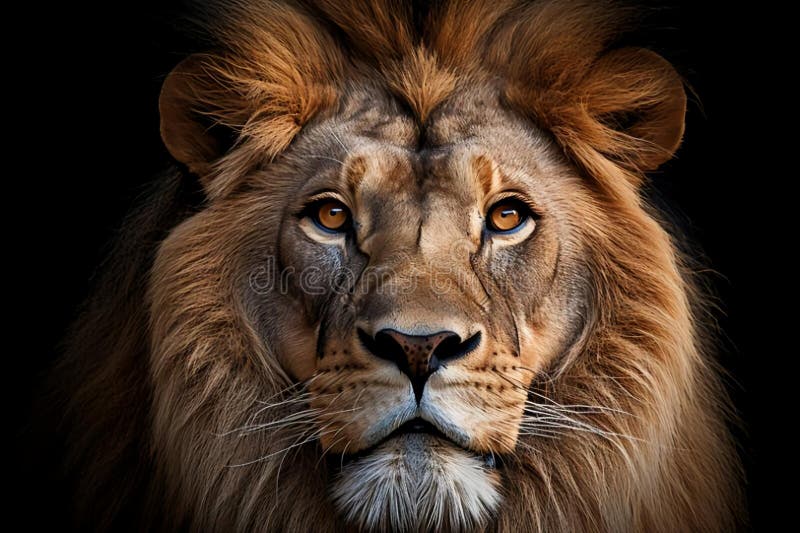 African Male Lion Headshot Looking into Camera. Stock Illustration ...