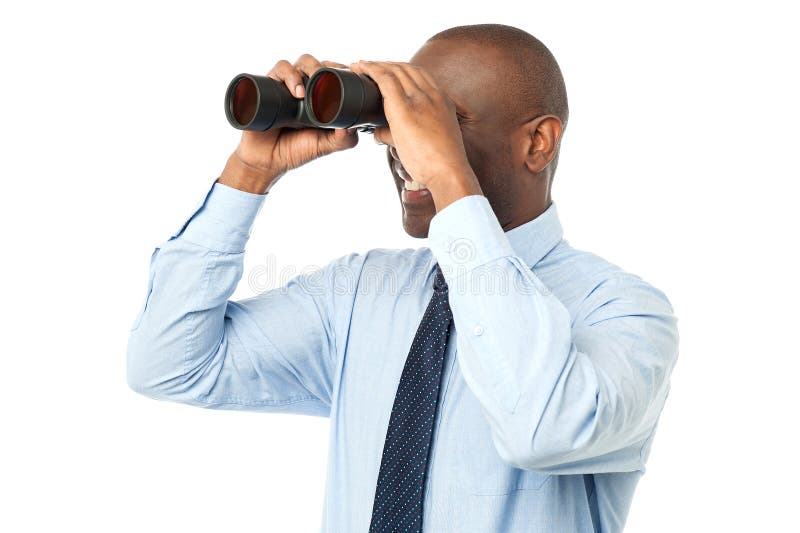 African Male Using Binocular Stock Image - Image of smart, studio: 52085563