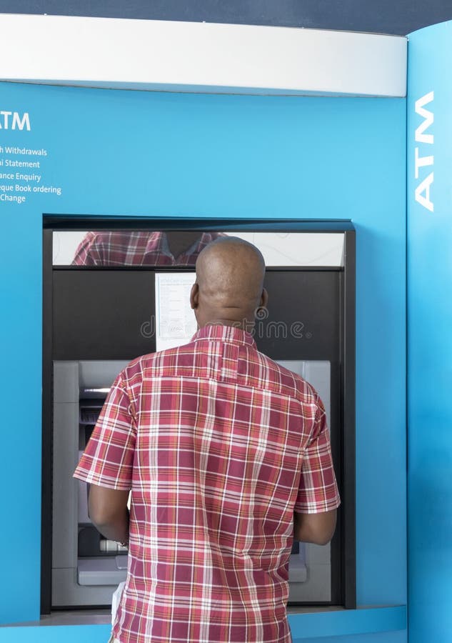 African man ATM stock photo. Image of electronic, automatic - 179958302