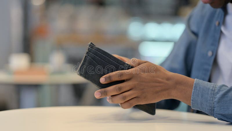 African Man Checking Empty Wallet, Close Up Stock Photo - Image of cash ...