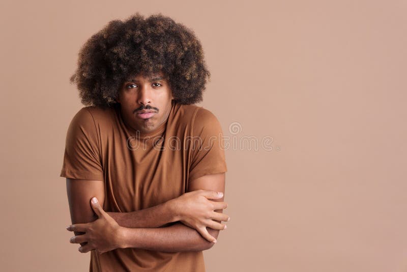 African Man with Curly Hair in the Cold Stock Image - Image of african ...