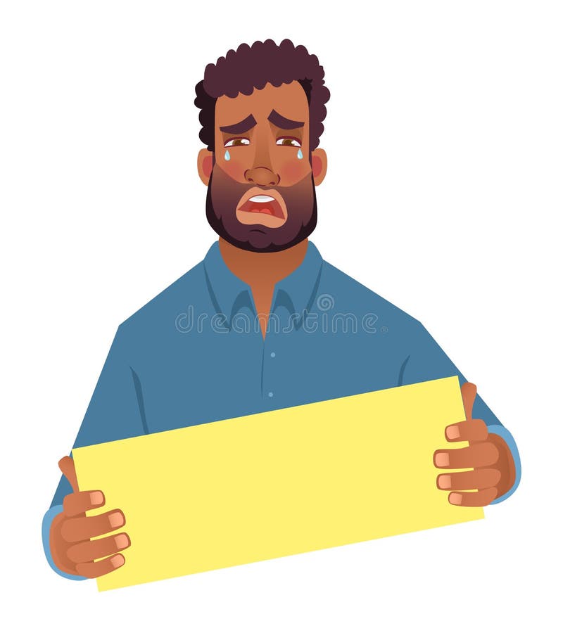 African Man Holding Blank Card Stock Illustration - Illustration of ...