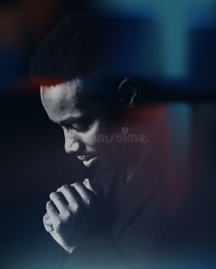 African Man Praying for Thank God with the Green Nature Stock Photo ...