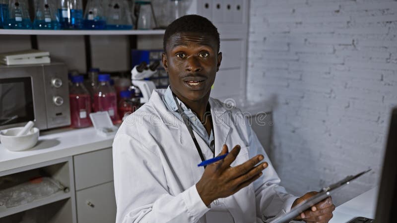 African Man Scientist Lab Research Professional Coat Stock Image ...