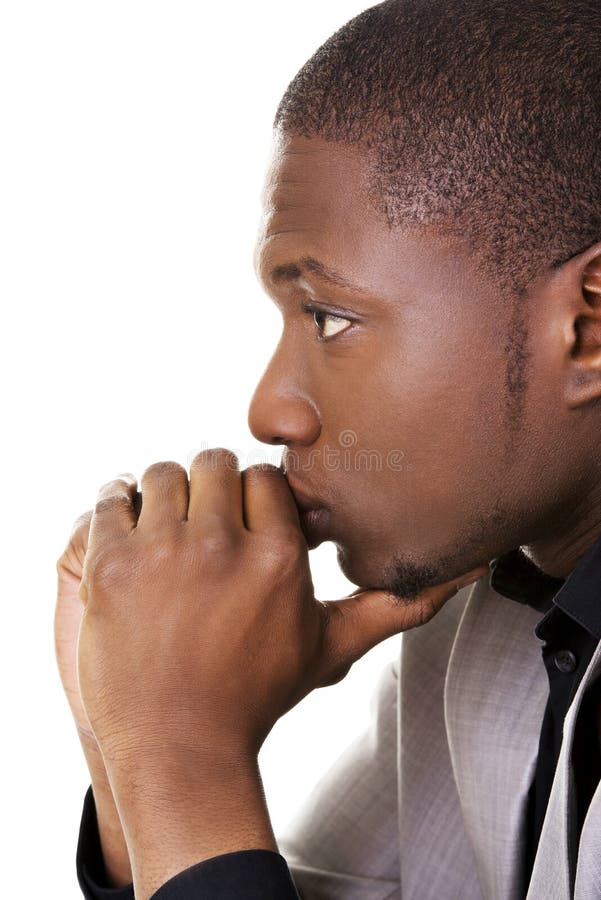 African Man Thinking about an Idea Stock Image - Image of adult, idea ...