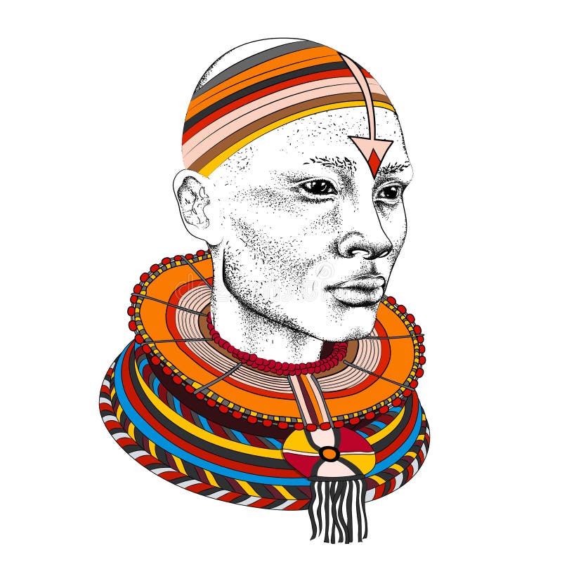African Man in Tribal Clothes. Beautiful Black Man Stock Vector ...