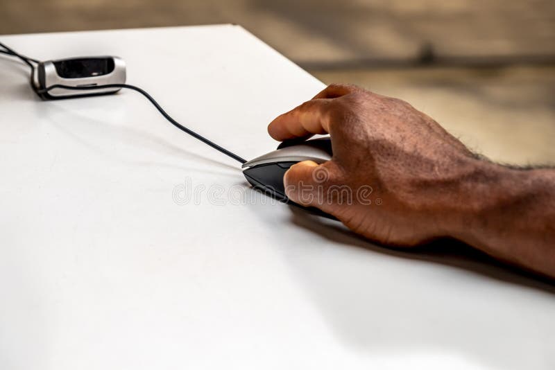 African Man Using Mouse To Control the Computer Stock Image - Image of ...
