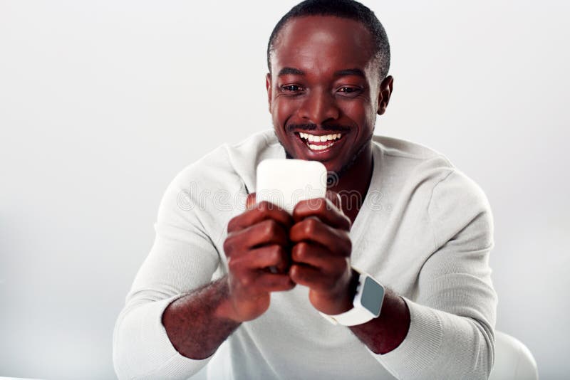 African Man Using Smartphone Stock Photo - Image of modern, mobile ...