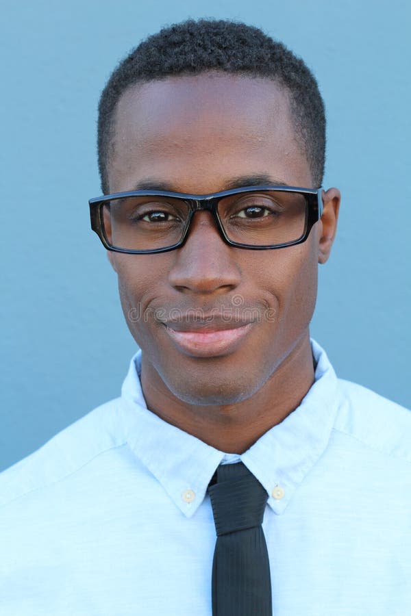 African Man Wearing Glasses Portrait Stock Image - Image of glasses ...