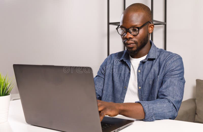 African Man Working on Computer Stock Image - Image of lifestyle ...