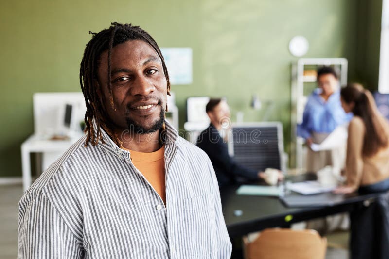 African Man Working at Office with Colleagues Stock Image - Image of ...