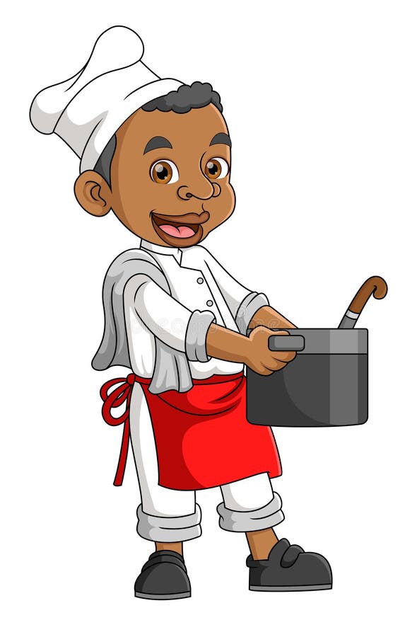 A African Man Works As a Professional Chef Stock Vector - Illustration ...