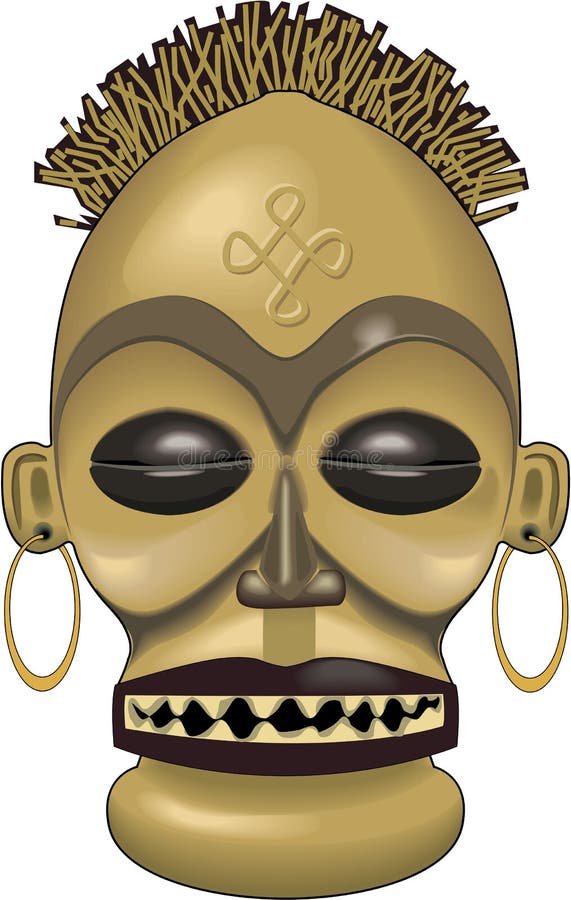 African Ceremonial Masks. Cartoon Ancient Ritual Tribal Symbols ...