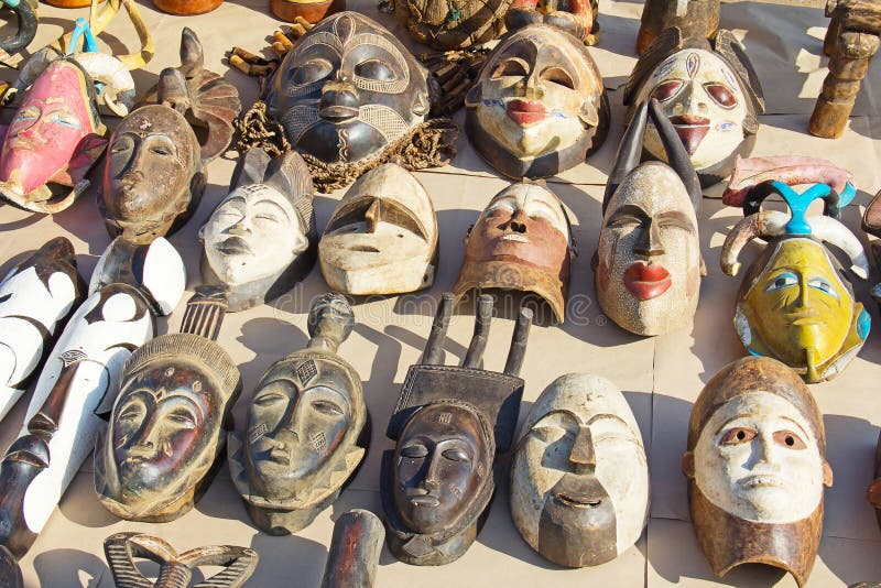 Masks in Zimbabwe stock photo. Image of wood, colour - 21998604
