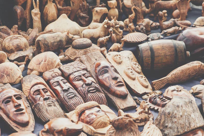 African Masks, Morocco. Gift Shop in Agadir. Stock Image - Image of ...