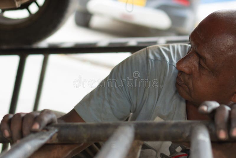 African Mechanic Working on a Car Engine Stock Image - Image of ...