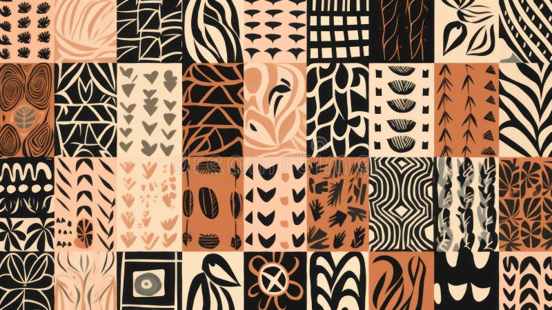 African Mud Cloth Patterns in Matisse Style Stock Image - Image of ...