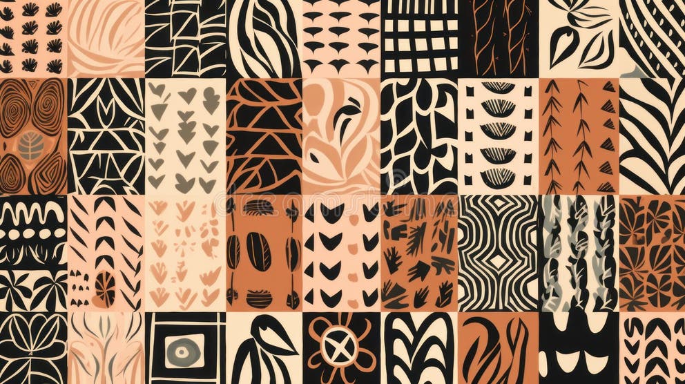 African Mud Cloth Patterns in Matisse Style Stock Image - Image of ...