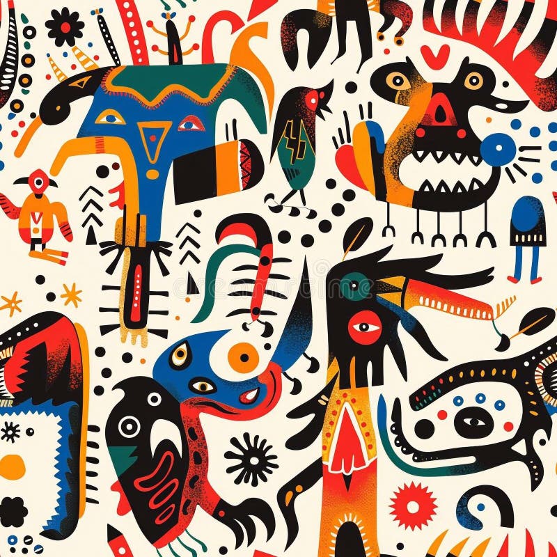 African Native Art Character Design Pattern Seamless Generative Ai Art ...