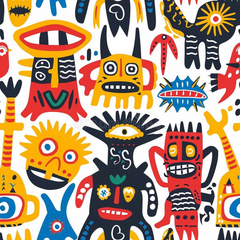 African Native Art Character Design Pattern Seamless Generative Ai Art ...