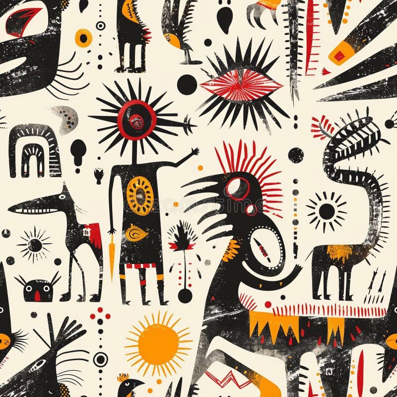 African Native Art Character Design Pattern Seamless Generative Ai Art ...