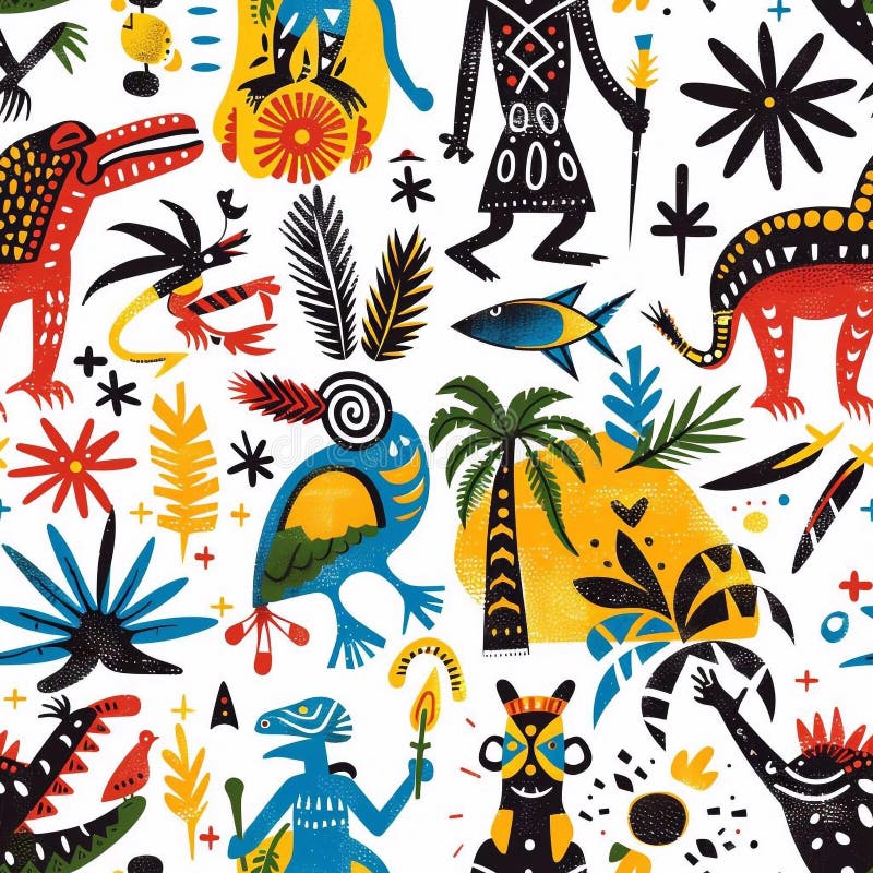 African Native Art Character Design Pattern Seamless Generative Ai Art ...