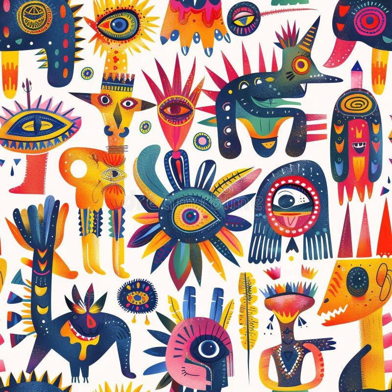 African Native Art Character Design Pattern Seamless Generative Ai Art ...