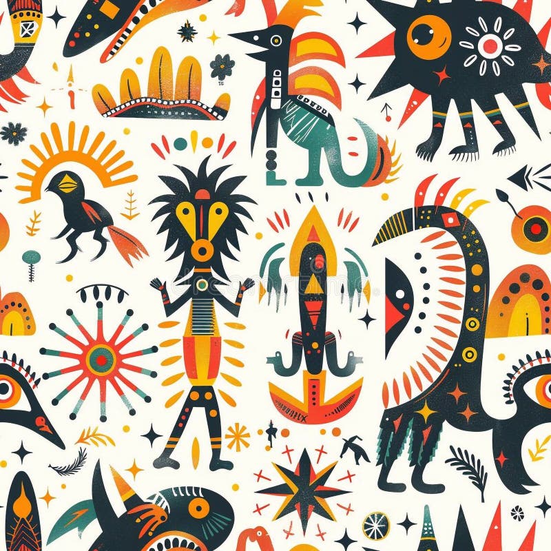 African Native Art Character Design Pattern Seamless Generative Ai Art ...