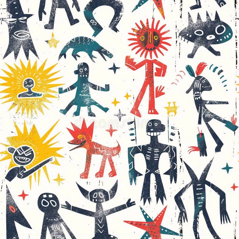 African Native Art Character Design Pattern Seamless Generative Ai Art ...