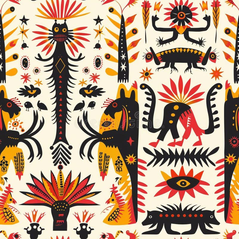 African Native Art Character Design Pattern Seamless Generative Ai Art ...