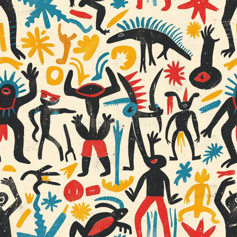 African Native Art Character Design Pattern Seamless Generative Ai Art ...