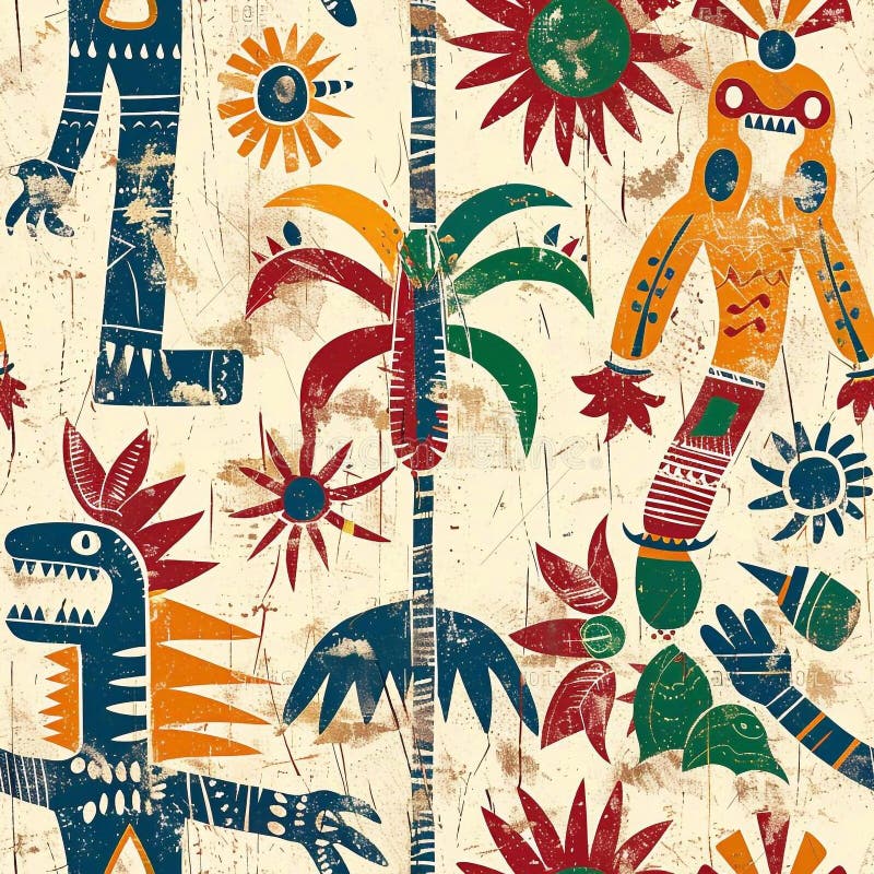 African Native Art Character Design Pattern Seamless Generative Ai Art ...