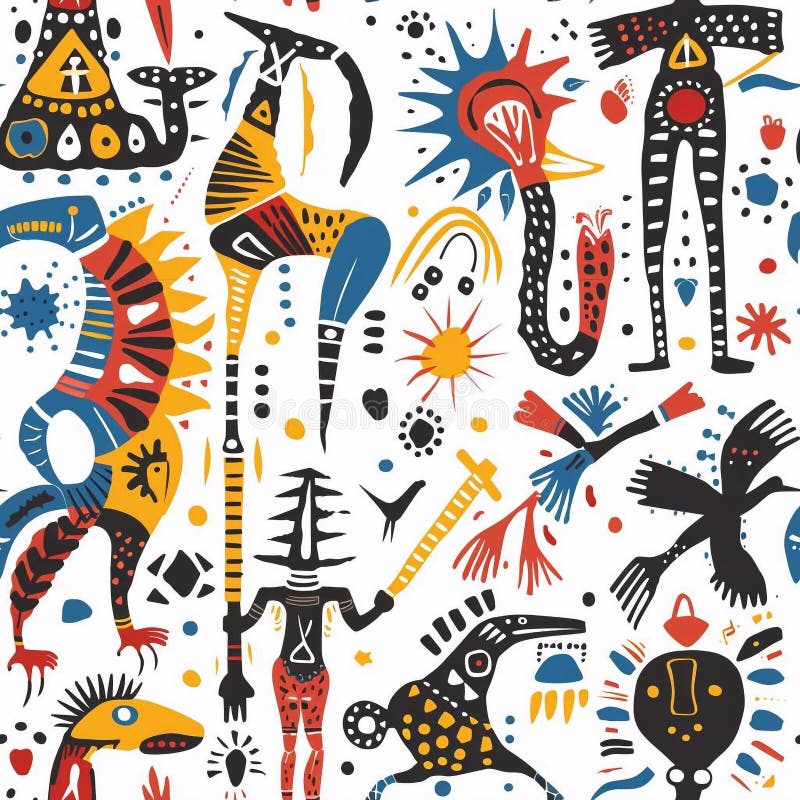 African Native Art Character Design Pattern Seamless Generative Ai Art ...