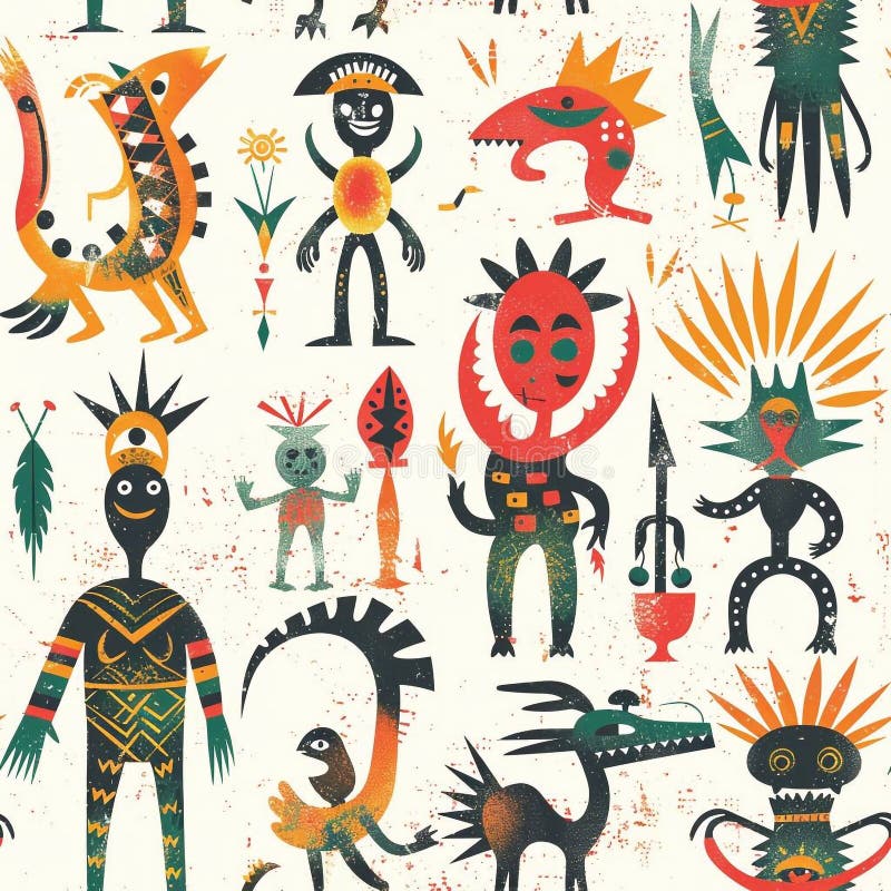 African Native Art Character Design Pattern Seamless Generative Ai Art ...