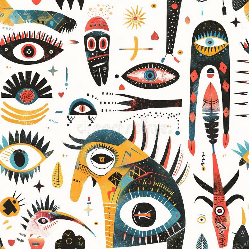 African Native Art Character Design Pattern Seamless Generative Ai Art ...