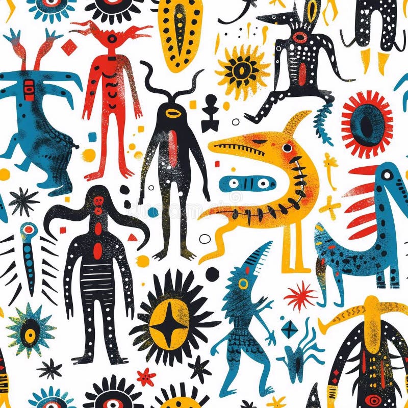 African Native Art Character Design Pattern Seamless Generative Ai Art ...