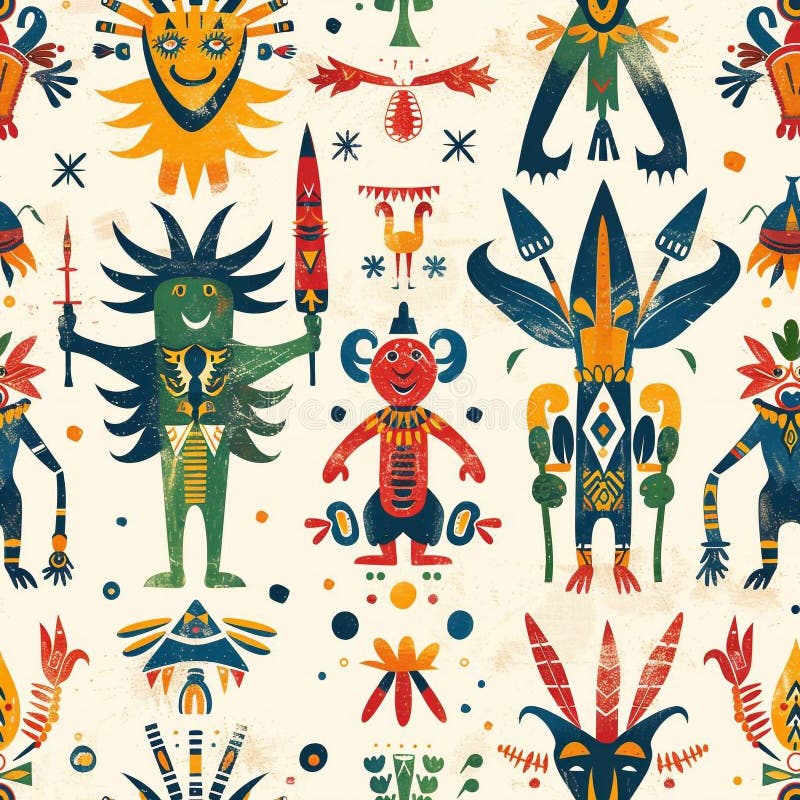 African Native Art Character Design Pattern Seamless Generative Ai Art ...